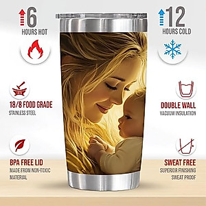 FOCIUZTA 20oz Golden Hair Smile Cute Warm Tumbler with lid, Travel Coffee Cup, Ideal for Easter, Mother Day, and birthday gifts