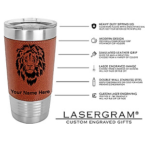 LaserGram 20oz Vacuum Insulated Tumbler Mug, Western Pleasure Horse, Personalized Engraving Included (Faux Leather, Basketball Style)