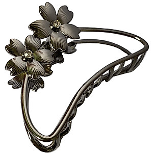 TANG SONG 4PCS Double Flowers Shaped Metal Hair Claw Clips Hair Catch Barrette Jaw Clamp for Women Half Bun Hairpins for Thick Hair (Silver+Gold+Rose Gold+Black)