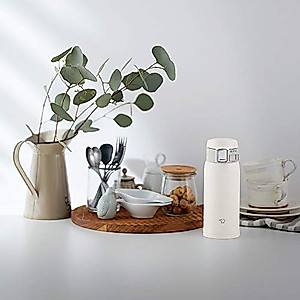 Zojirushi SM-SF36-WM Water Bottle, Direct Drinking, One-Touch Opening, Stainless Steel Mug, 12.2 fl oz (360 ml), Pale White