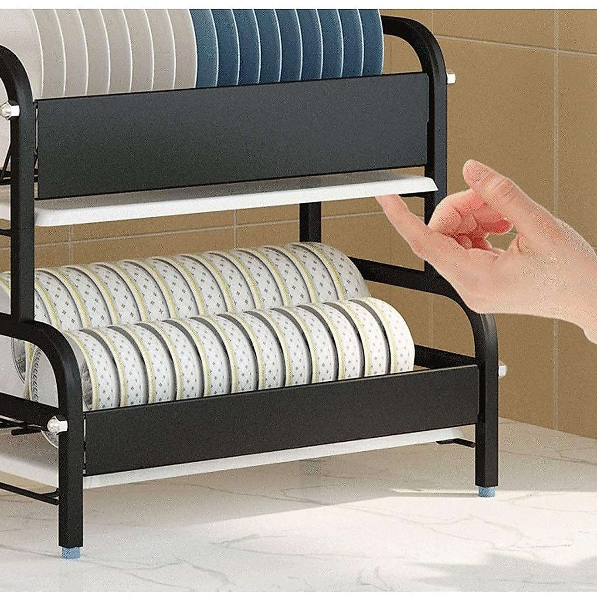 Plate Rack Draining Dish Rack 2-layer Stainless Steel With Drain Plate Dish Rack Drain Rack Tableware Drying for Kitchen Countertop Pan Plate Holder