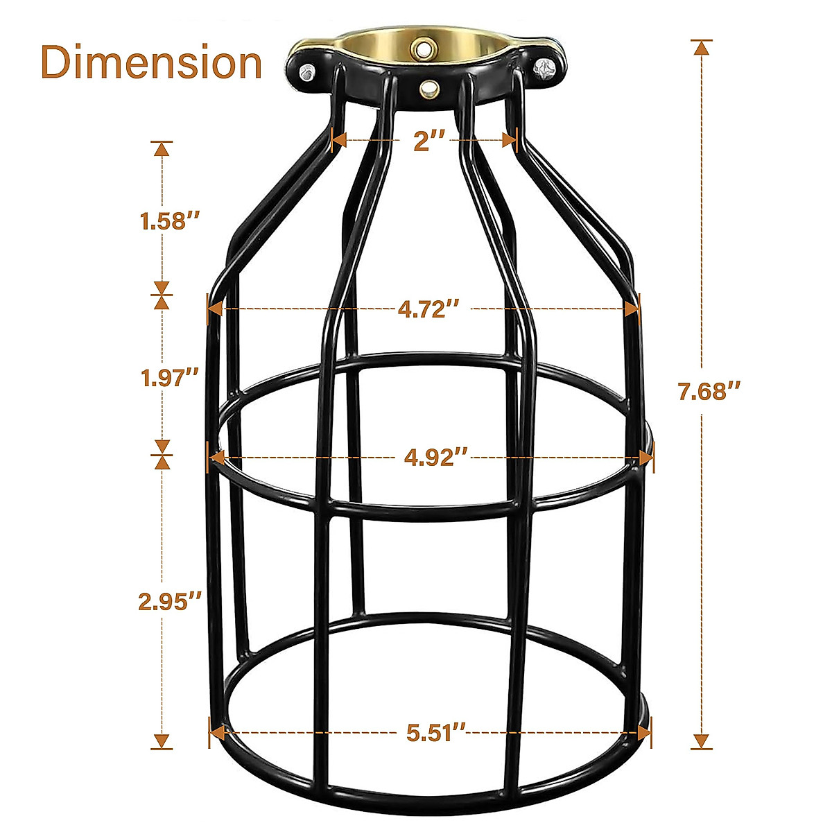 Simple Deluxe Metal Bulb Guard Lamp Cage, Adjustable Industrial Clamp for 1.41"-1.7" Lamp Base, Pendant, Farmhouse Light Fixture, Vintage Lamp Shades, 4 Pack Black