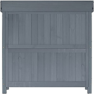 GOOD LIFE USA Outdoor Garden Patio Wooden Storage Cabinet Furniture Waterproof Tool Shed with Potting Benches Outdoor Work Station Table (Gray)