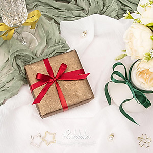 Ribbli Red Satin Ribbon Double Faced Satin 3/8 Inch x Continuous 50 Yards-Red Ribbon for Gift Wrapping Crafts Wedding Decoration Bows Bouquet Floral Arrangement