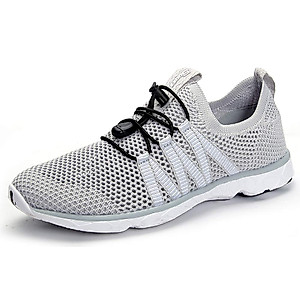 SUOKENI Men's Quick Drying Slip On Water Shoes for Beach or Water Sports LightGray,Size:US 13/EU 47