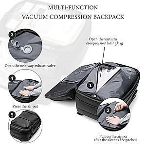 JEUXDOS Vacuum Backpack for Travel, 60L Expandable Vacuum Compression Bag with Electric Vacuum Pump, Water Resistant and Anti Theft, Space Saver Bags for Travel Camping (Black)