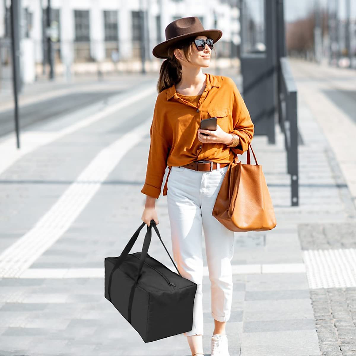 INFANZIA Duffel Travel Sports Equipment Bag, Long Luggage Bag with Upgrade Zipper Water Resistant, Extra Large Foldable Storage Bag for Camping, Tent, Tripod, Fishing(24x12x12 inch,1PCS)