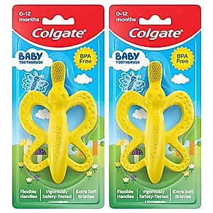 Colgate Baby Toothbrush and Teether, BPA Free â€“1 Count (Pack of 2)