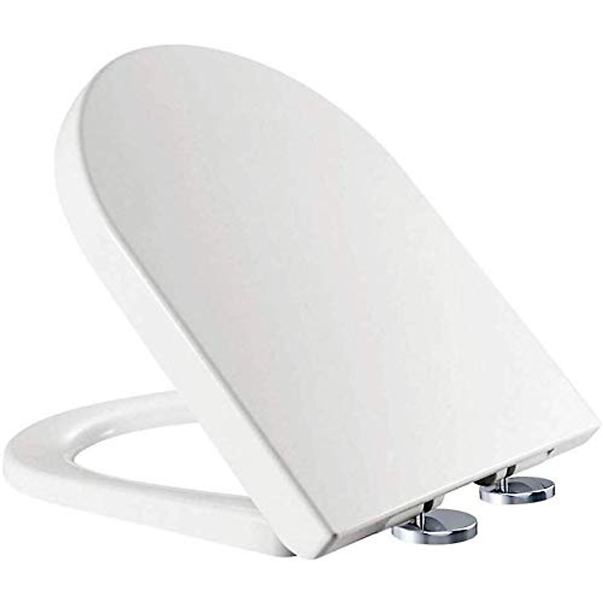 Toilet Seat will Slow Close Modern Lid Toilet Covers White D-Shape Easy Clean & Fix Adjustable Hinges Seat Quick Release Loo - Installation Tool fixtures Included