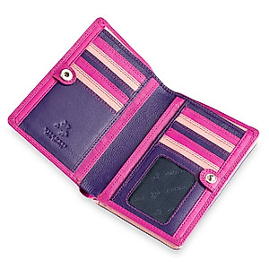 Visconti Penang RB109 Ladies Multi Colored Leather Wallet Purse 4" x 6" (Berry Multi)