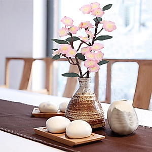 HUAESIN Artificial Cherry Blossom Branches Faux Flowers 2 Pcs 25 Inch Peach Blossom Silk Flower for Wedding Party Garden Home Hotel Shop Arch Decoration