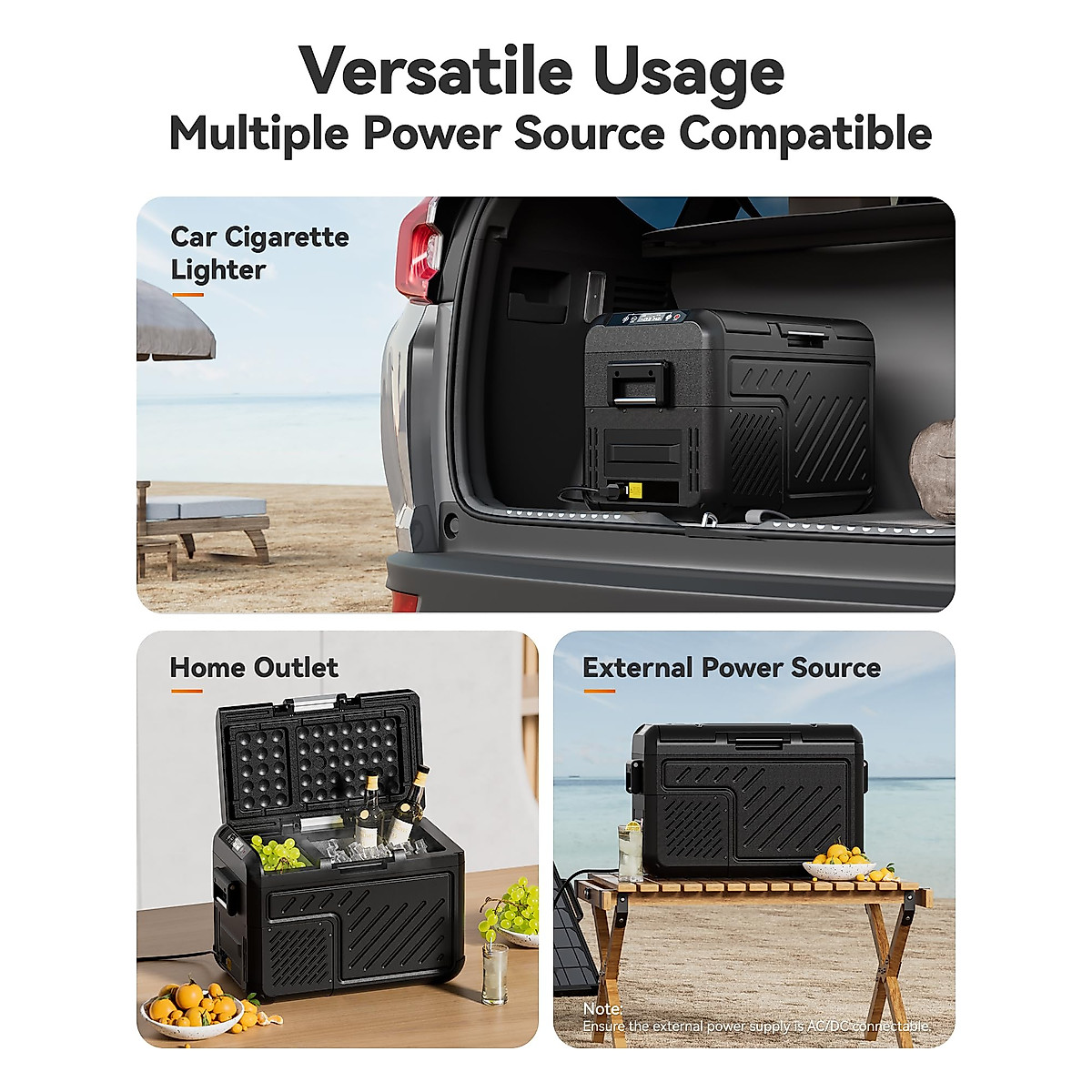 WOLFBOX 12V Portable Refrigerator, 26 Quart Car Fridge, RV Car Refrigerator with 12/24V DC 100/240V AC, Electric Cooler for Car, Camping, Travel and Home Use, APP Control