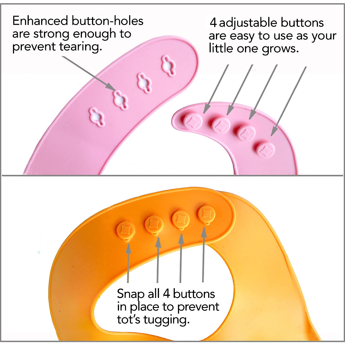 YMCF Products Baby or Toddler Feeding Set | Silicone Bib, Divided Plates, Suction Bowls & Spoons, Dishwasher-Safe, Easy-Wipe Cleaning (Pink)