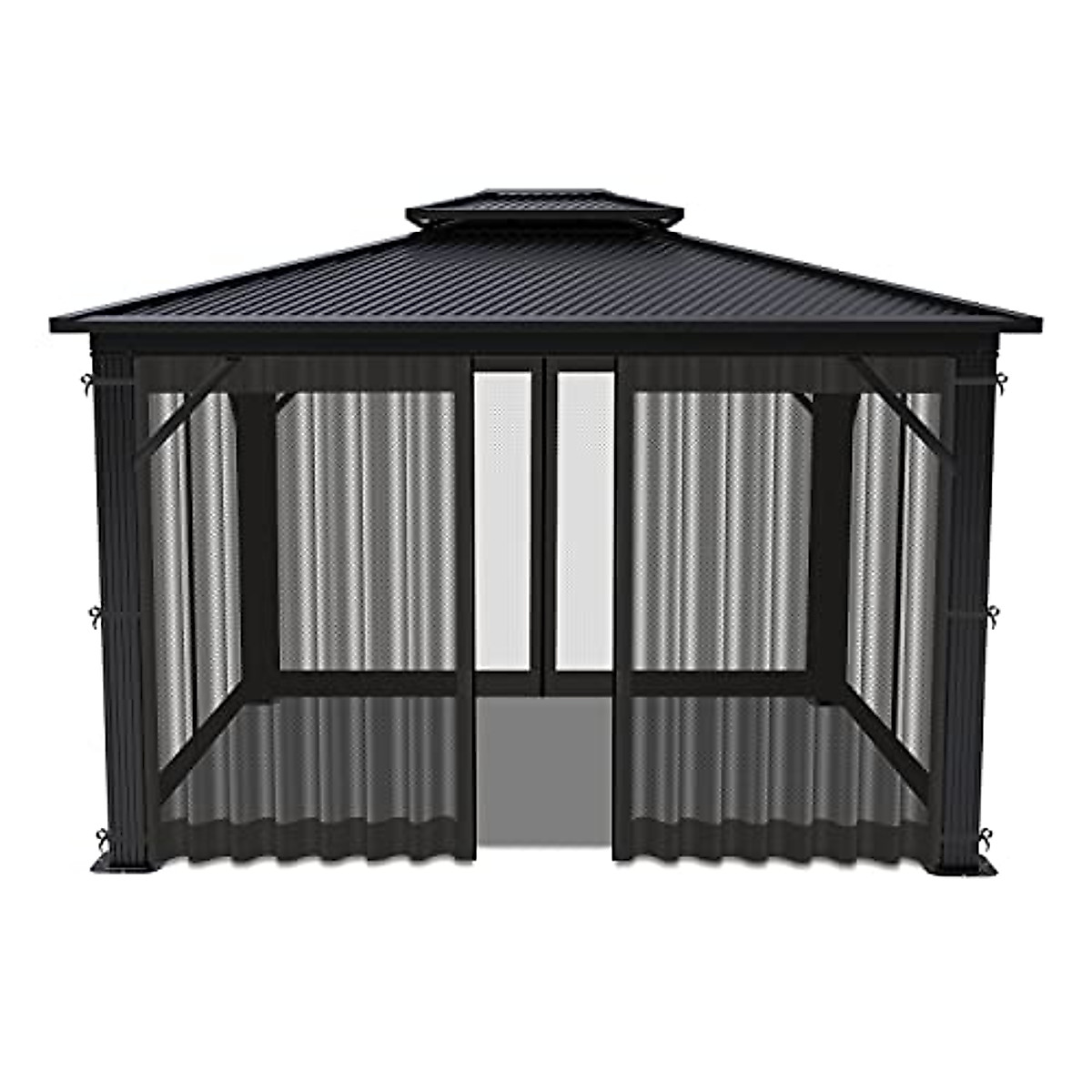 SunCula Replacement Universal Gazebo Netting 4 Panels with Zipper for Garden Patio Yard, ONLY Netting(10'x10', Black)
