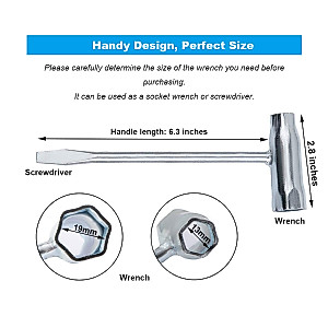 ZLKSKER Replace Combination Screwdriver and Wrench, T-Wrench 13mm x 19mm (13-by-19), Chainsaw Scrench Adjustment Tool, Socket Wrench for Spark Plug