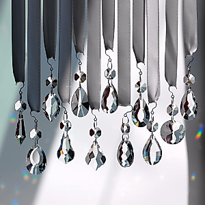 GOLDENHAITAI 12pcs Glass Crystal Chandelier Prisms, Rainbow Hanging Crystals Suncatcher for Windows, Home Decoration