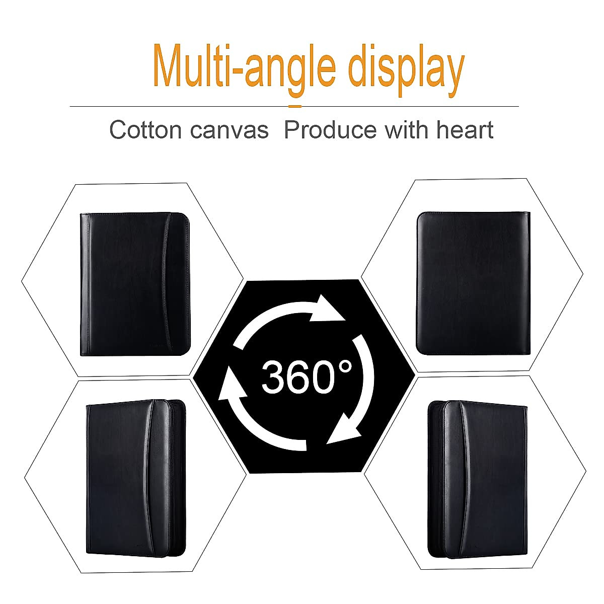 Eshow Leather Portfolio Professional Business Padfolio with Zipper - Interview Resume Notefolio Premium Legal Document Organizer with Card Holder, Writing Pad and File Folders for Men and Women