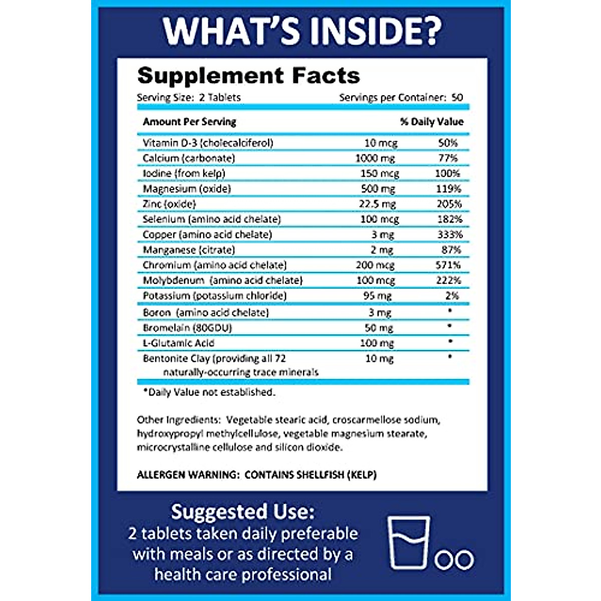 Potent Garden Mega Mineral Supplement Complete Mineral Complex with Calcium Magnesium Zinc Potassium Boron Selenium Chromium & 72 Trace Minerals Iron Free Calcium Supplement -100 Pills