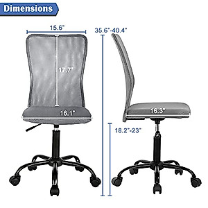 Office Chair Ergonomic Desk Chair Home Mid Back Computer Chair Height Adjustable Task Chair Modern Armless Rolling Swivel Chair with Back Support Mesh Executive Chair for Women Men