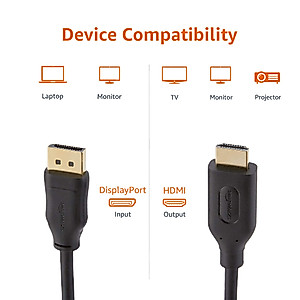 AmazonBasics Mini DisplayPort to HDMI Display Adapter Cable - 6 Feet Bundle with Amazon Basics DisplayPort to HDMI Display Cable - 6 Feet