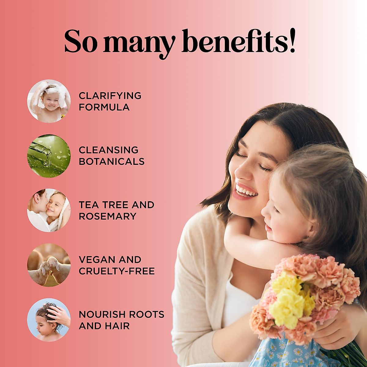 Nourishing Kids Shampoo for Dry Scalp - Gentle Dry Scalp Care Shampoo for Kids with Cleansing Essential Oils for Kids - Clarifying Shampoo for Build Up and Dry Flaky Scalp with Tea Tree Oil for Hair
