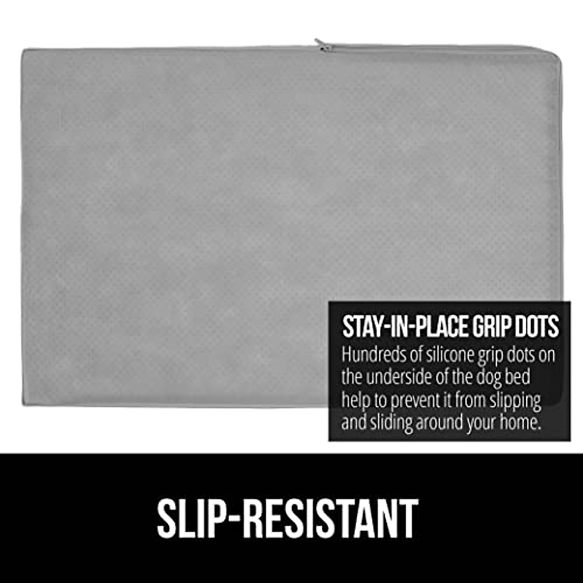 Gorilla Grip Medium Memory Foam Dog Bed, Water Resistant Lining, Soft Plush Sherpa Top, Comfortable Padded Bed for Puppies, Dogs, Cats, Fits Inside Pet Crates, Removable Cover for Easy Clean, Gray