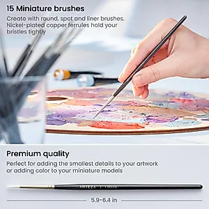 Arteza Gouache Painting Art Set, Metallic Gouache Paint 12 and Foldable Black Canvas Paper Bundle, DIY Kit, Art Supplies for Artists & Beginners, Art Kit for Adults