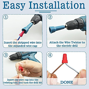 Wire Twisting Tool, Wire Spin Twister Nut, Spin Twist Wire Connector Socket, Wire Twisting Spinner, Wire Spin Driver Nut, Wire Twister Tool for Drill and Wire Connector Driver with 1/4" Chuck (Blue)