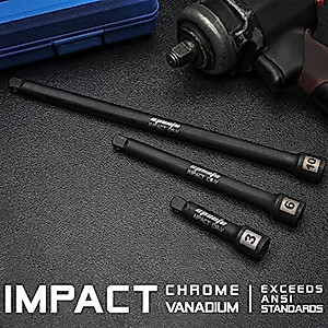 EPAuto 3 Pcs 3/8-Inch Drive Impact Extension Bar Set