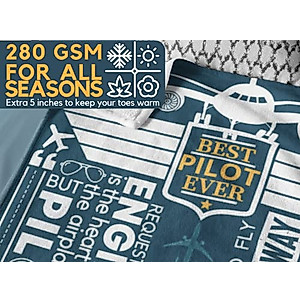 InnoBeta Pilot Gifts Aviation Men, Aviation Gifts Idea, Aviator Flannel Throw Blanket, Inspirational Encouragement Gifts for Best Pilot Ever, 50" x 65"
