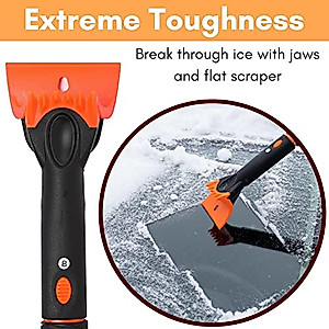 BIRDROCK HOME 60" Extendable Snow Brush with Detachable Ice Scraper for Car | 14" Wide Squeegee & Bristle Head | Size: Truck, Car, SUV, & RV | Aluminum Body with Ergonomic Rubber Grip