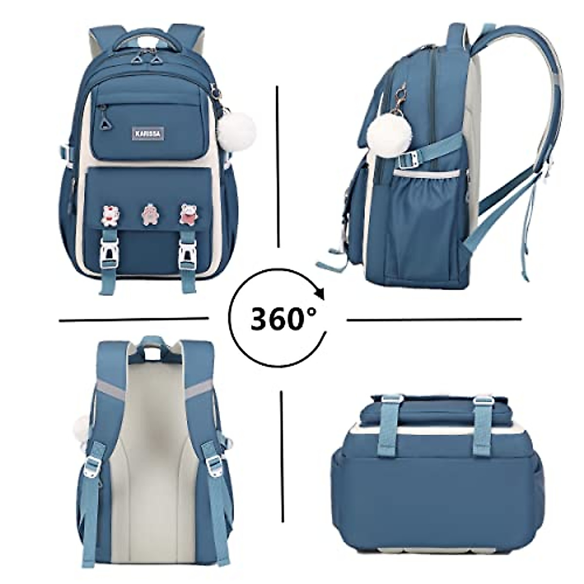 QHRIDS Girls Backpack Aesthetic Laptop Backpacks Kawaii Large Bookbag Anime Casual Travel Daypack