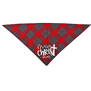 Christmas Dog Plaid Bandana Triangle Bib Set Scarf Accessories Holiday for Pet Dogs Cats