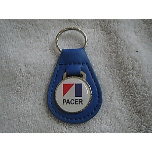 1975 1976 1977 1978 1979 AMC PACER LOGO EMBLEM LEATHER KEYCHAIN - DARK BLUE