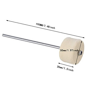 Jiayouy White Felt Bass Drum Beater Kick Drum Foot Pedal Beater Percussion Instrument Accessory Part Stainless Steel Shaft