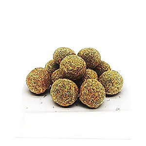 Rabbit Chew Toys Grass Ball Toys Natural Hay Ball Pets Teeth Grinding Chewing Treats for Hamsters Guinea Pigs Chinchilla Gerbils(Calendula Grass Ball)