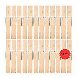 25pcs Clothes Pins Wooden | Clothespins 3-inch | Heavy Duty Wood Clips | Wooden Clothes Pins | Clothes Pins Wooden | Wood Clothespin | Clothes Pegs | Clothespins