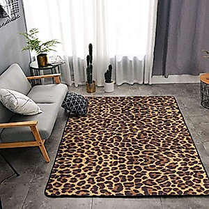 Leopard Animal Print Carpet 63x48in,Modern Area Rugs Non-Slip for Living Room Bedroom