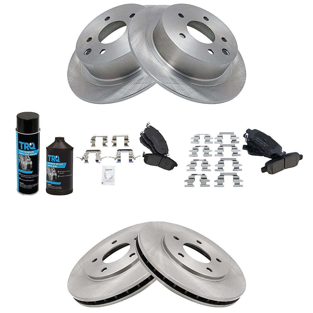 TRQ Front and Rear Brake Pad & Rotor Kit Brake Chemical Kit Brake Pads Brake Rotor Ceramic Compatible with 2013-2019 Nissan Sentra