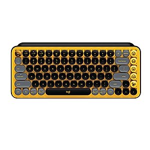 Logitech POP Keys Mechanical Wireless Keyboard with Customizable Emoji , Durable Compact Design, Bluetooth or USB Connectivity, Multi-Device, OS Compatible - Blast Yellow