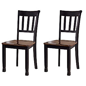 Signature Design by Ashley Owingsville Modern Farmhouse Dining Room Side Chair, 2 Count, Black and Brown