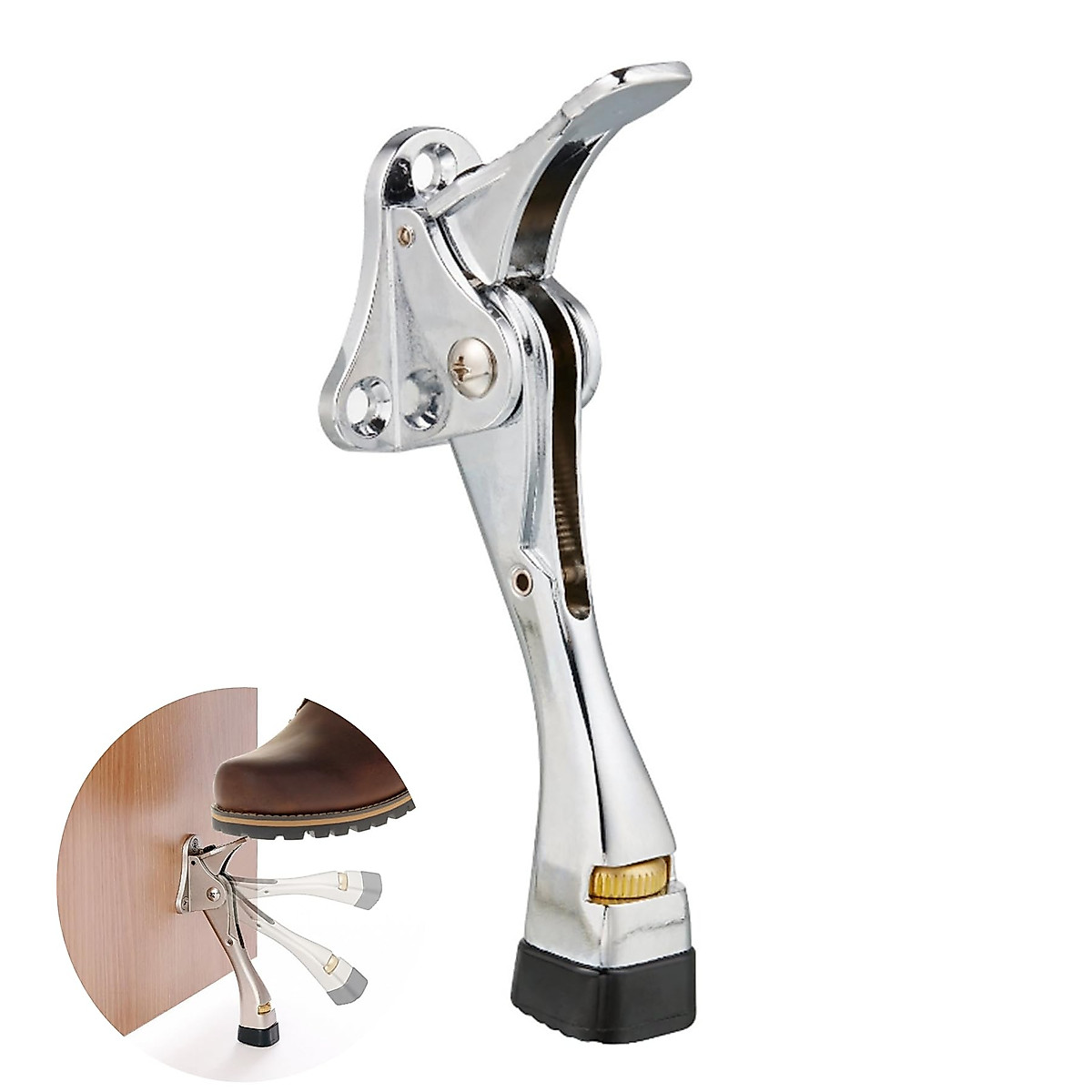 Easy Pedal Kick Down Door Stop Stopper Easy Step Door Kick Doorstop,Premium Quality,Height-Adjustable Rubber Foot,4 Inch