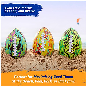 SwimWays Hydro Waterproof Football, Outdoor Games for Adults and Kids, Swimming Pool Accessories and Pool Party Games,9.25 Inches, Blue