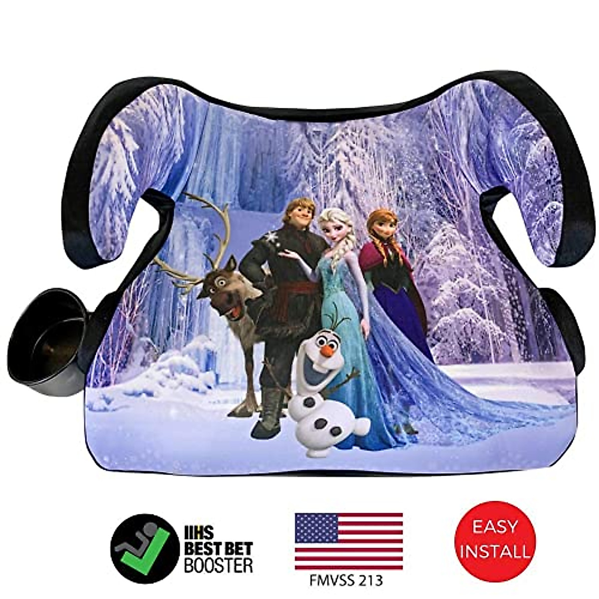 KidsEmbrace Disney Frozen Backless Booster Car Seat with Seatbelt Positioning Clip, Elsa, Anna, Olaf and Kristoff