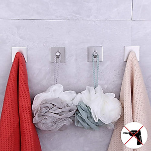 kimzcn Towel Hook/Adhesive Hooks - Wall Hooks for Coat/Robe/Towels Stick on Bathroom/Kitchen 4-Pack, Stainless Steel Brushed Finish