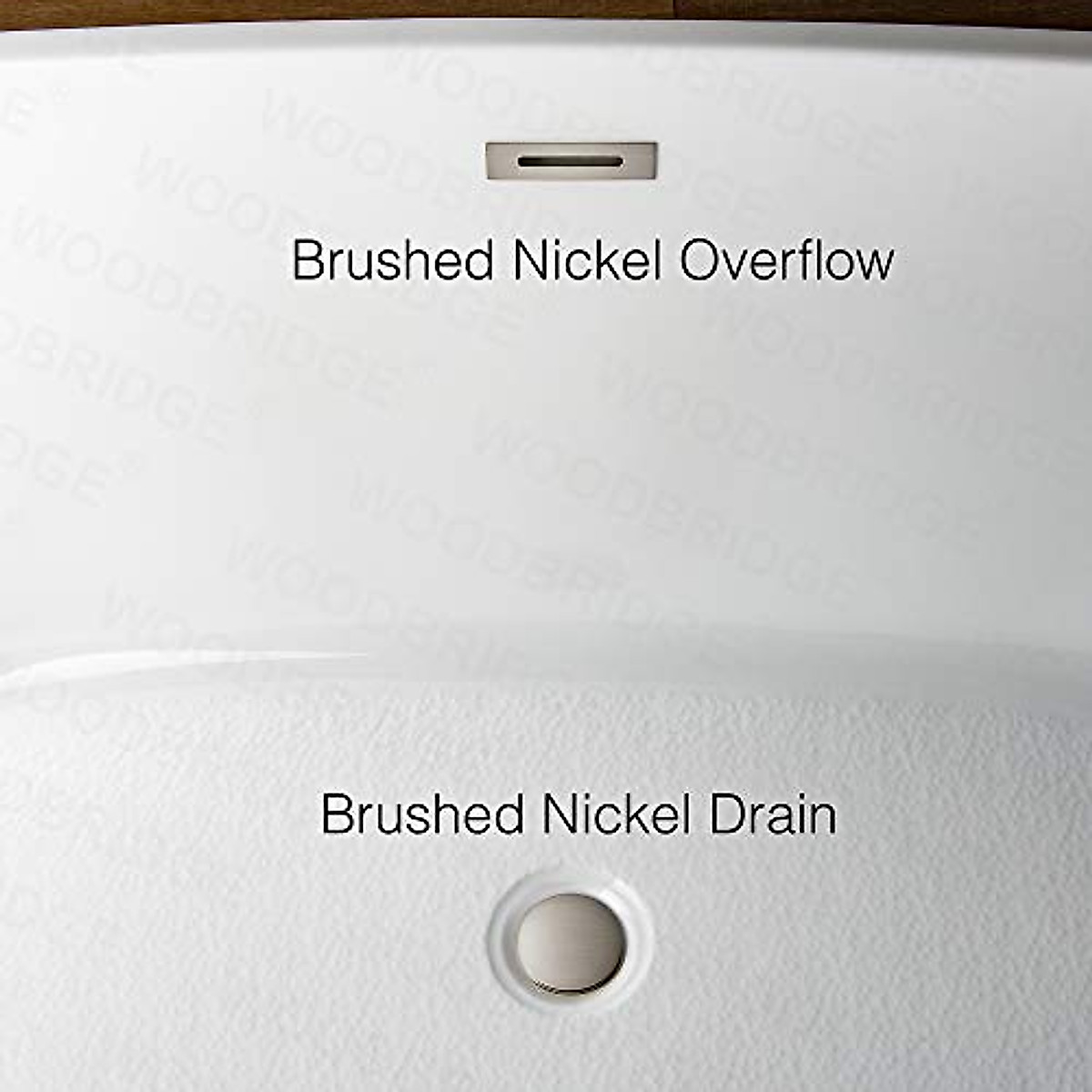 WOODBRIDGE BTA1507-B/N-Drain &O + Pillow Bathtub, 54“, Brushed Nickel