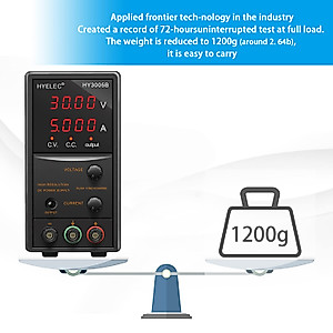 DC Power Supply Variable, Hyelec 30V 5A Adjustable Switching Regulated DC Bench Power Supply with 4 Digits LED Display, Data Hold,Coarse and Fine Adjustment with 110V Alligator Leads