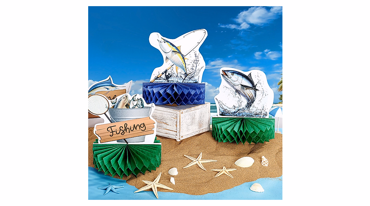 12 Pcs Fishing Decorations Gone Fishing Centerpieces Fish Party ...