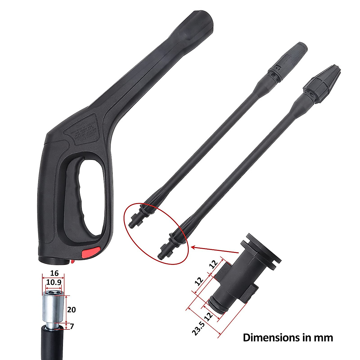 Bear Force High Pressure Water Spray Gun Wand Nozzle, Replacement Pressure Washer Gun Compatible with Portland Pulsar Husky Powerwasher TaskForce TaskMaster ShopForce Electric Pressure Washers