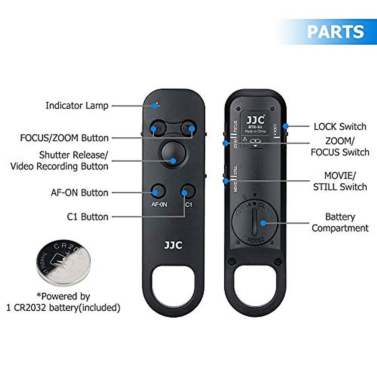 JJC RMT-P1BT Bluetooth Wireless Remote Control Commander for Sony ZVE1 ZV-E1 ZV1F ZV-1F ZV1 ZV-1 RX100VII RX100M7 ZVE10 ZV-E10 A7RV A7RM5 FX30 FX3 A6100 A6600 A7C A7IV A7M4 A7RIV A7RM4 A7SIII Camera